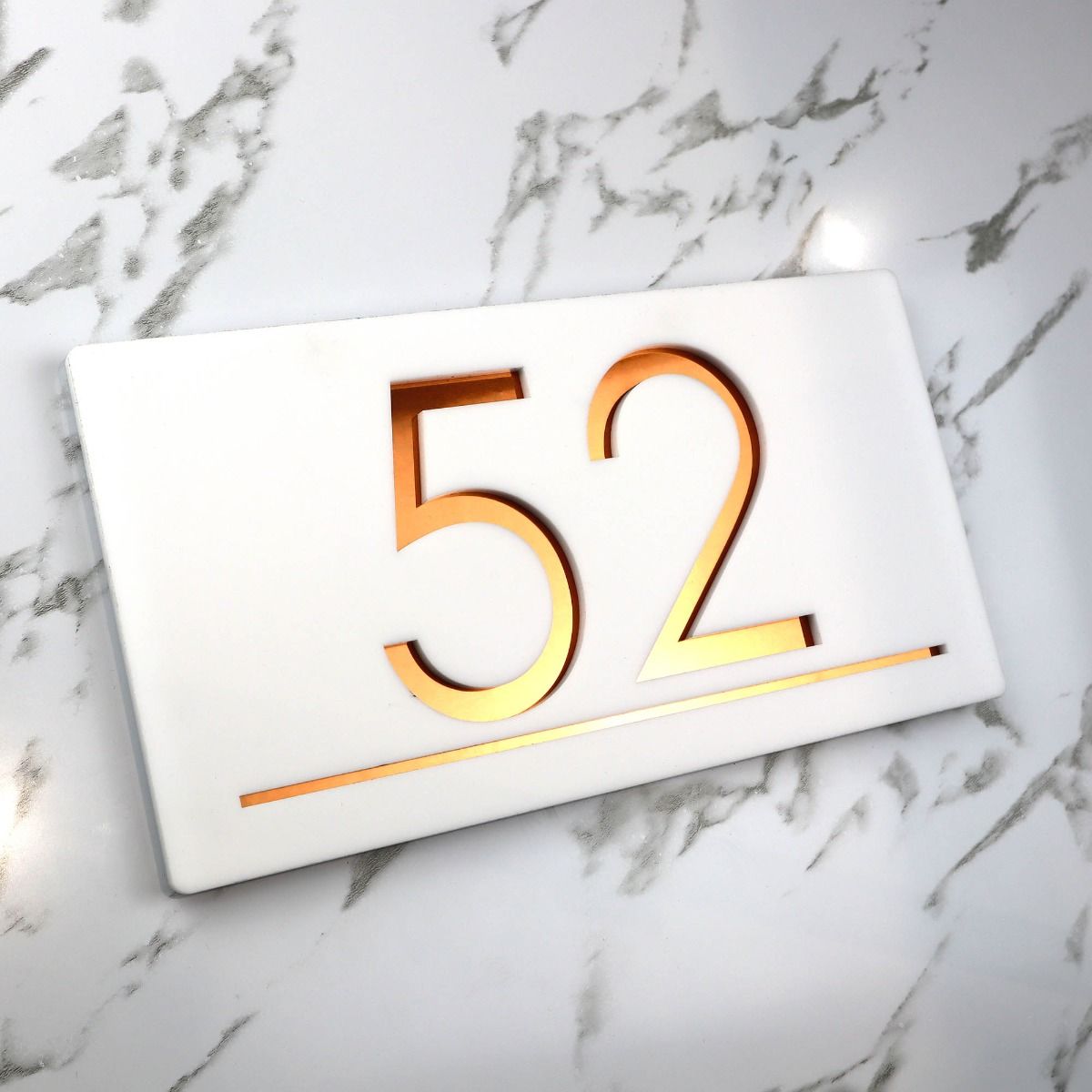 Door Sign يافطة باب , White X Gold Mirror , Number – Usigna